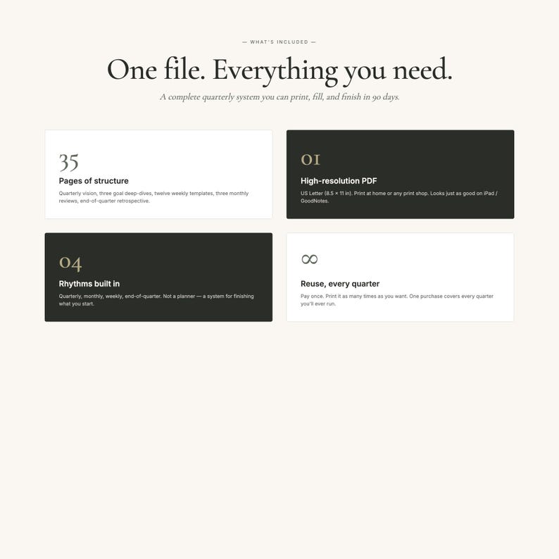 90-day Founder Plan Strategic Workbook | Solopreneur Quarterly Goal ...