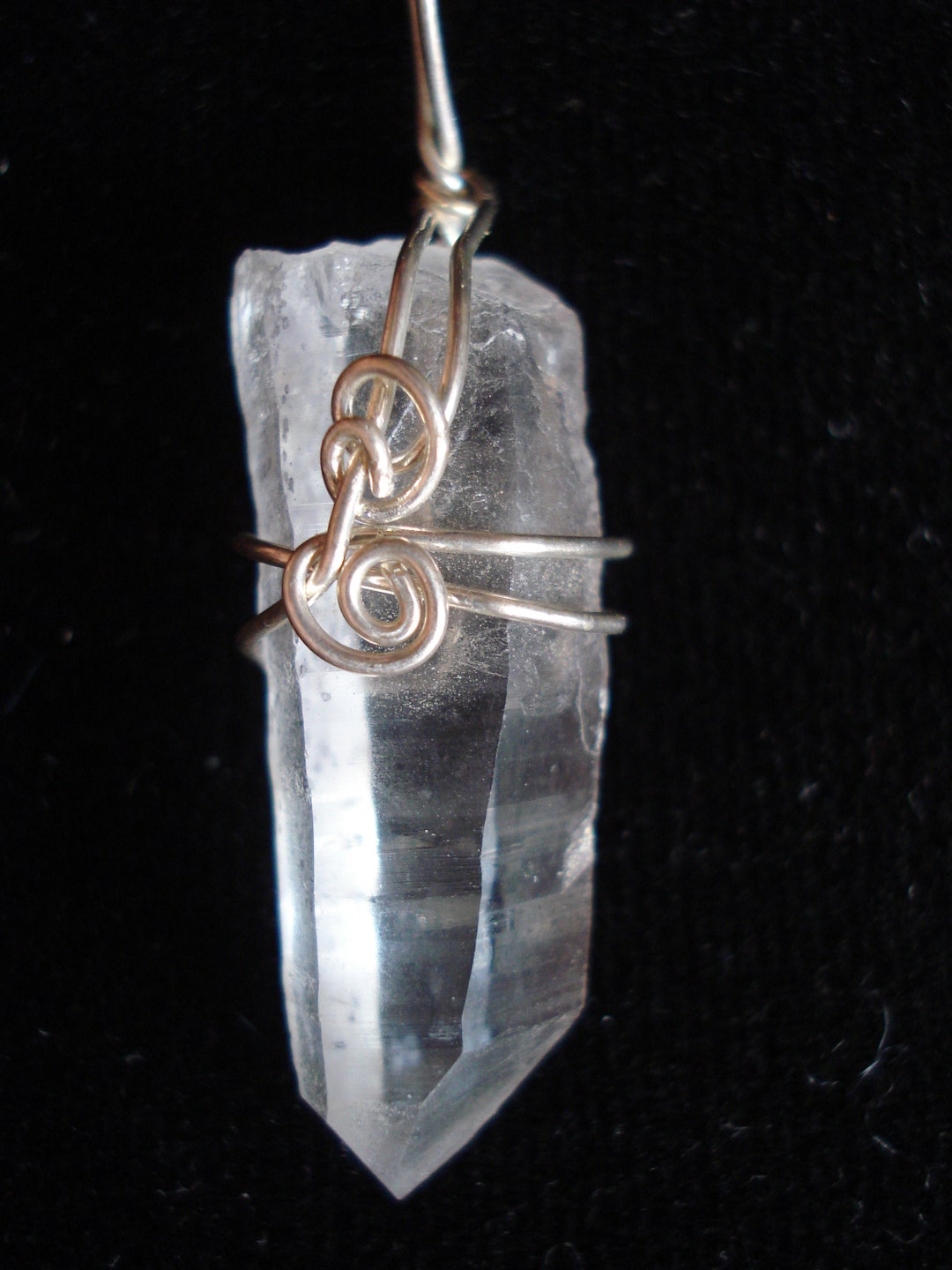 Natural Arizona Quartz Crystal in Sterling Silver Round Wire, Single ...
