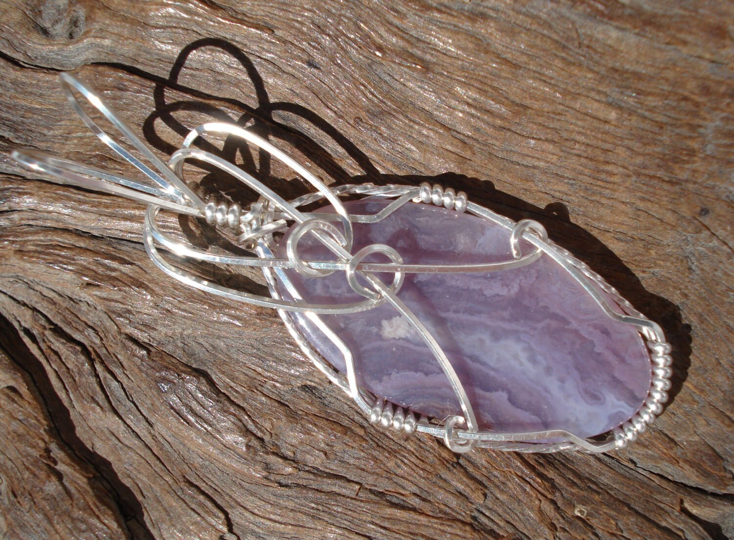 Royal Aztec Lace Agate Oval Pendant Wire Wrapped in Sterling Silver ...