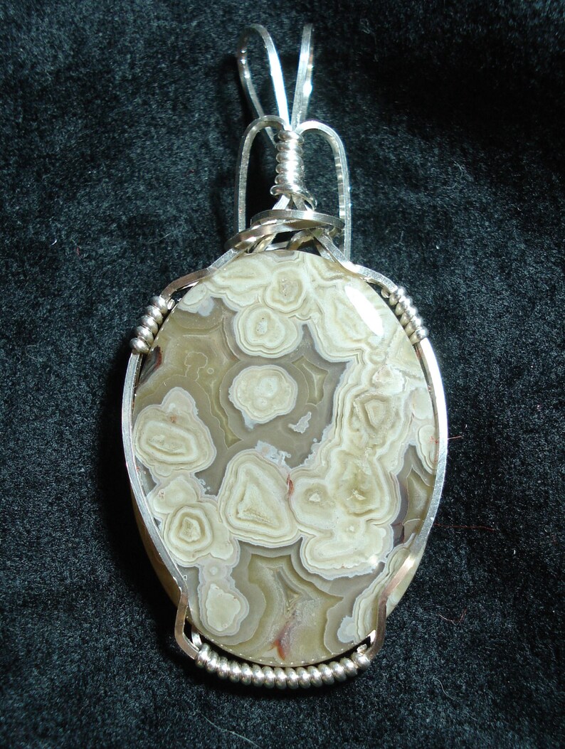 Flower Agate in Sterling Silver Pendant, Flower Agate Cabochon ...