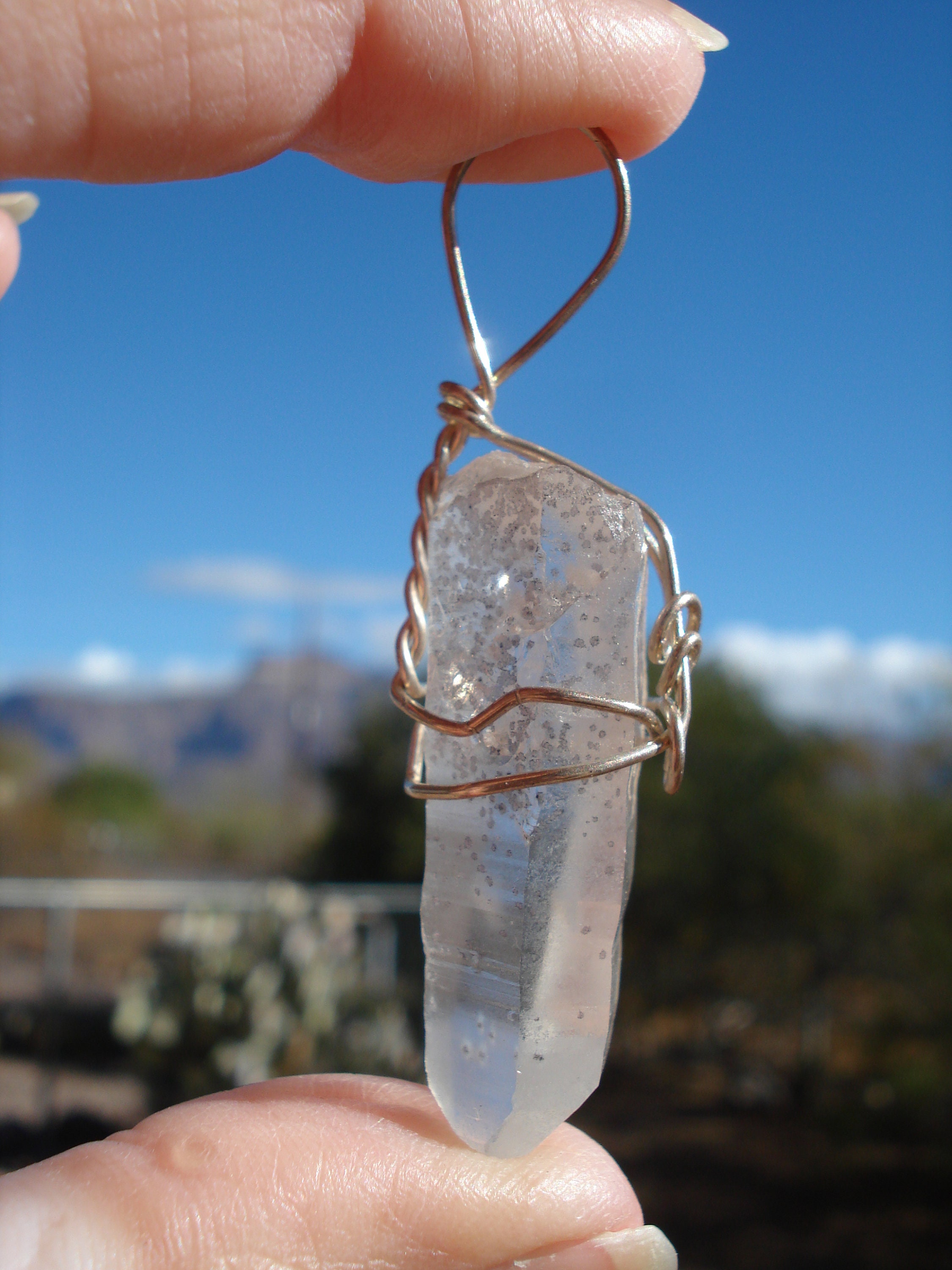 Natural Arizona Quartz Crystal in Sterling Silver Round Wire - Etsy