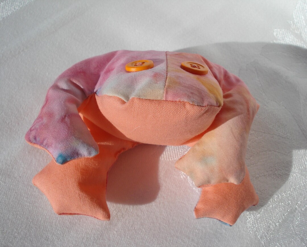 Pink & Lt Blue Batik Beanbag Frog, Stress Relief Toy, Kissable Frog ...