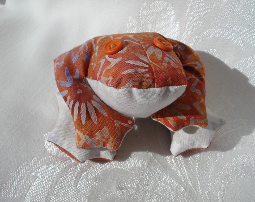 Orange Batik Beanbag Frog, Stress Relief Toy, Kissable Frog, Funny Gift ...