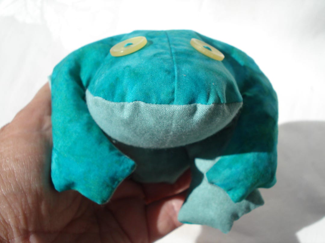 Turquoise Batik Beanbag Frog, Stress Relief Toy, Kissable Frog, Funny ...