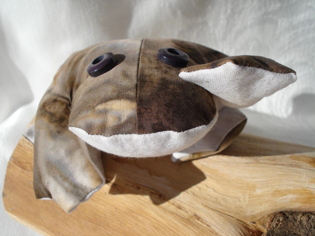 Brown and Tan Batik Beanbag Frog, Stress Relief Toy, Kissable Frog ...