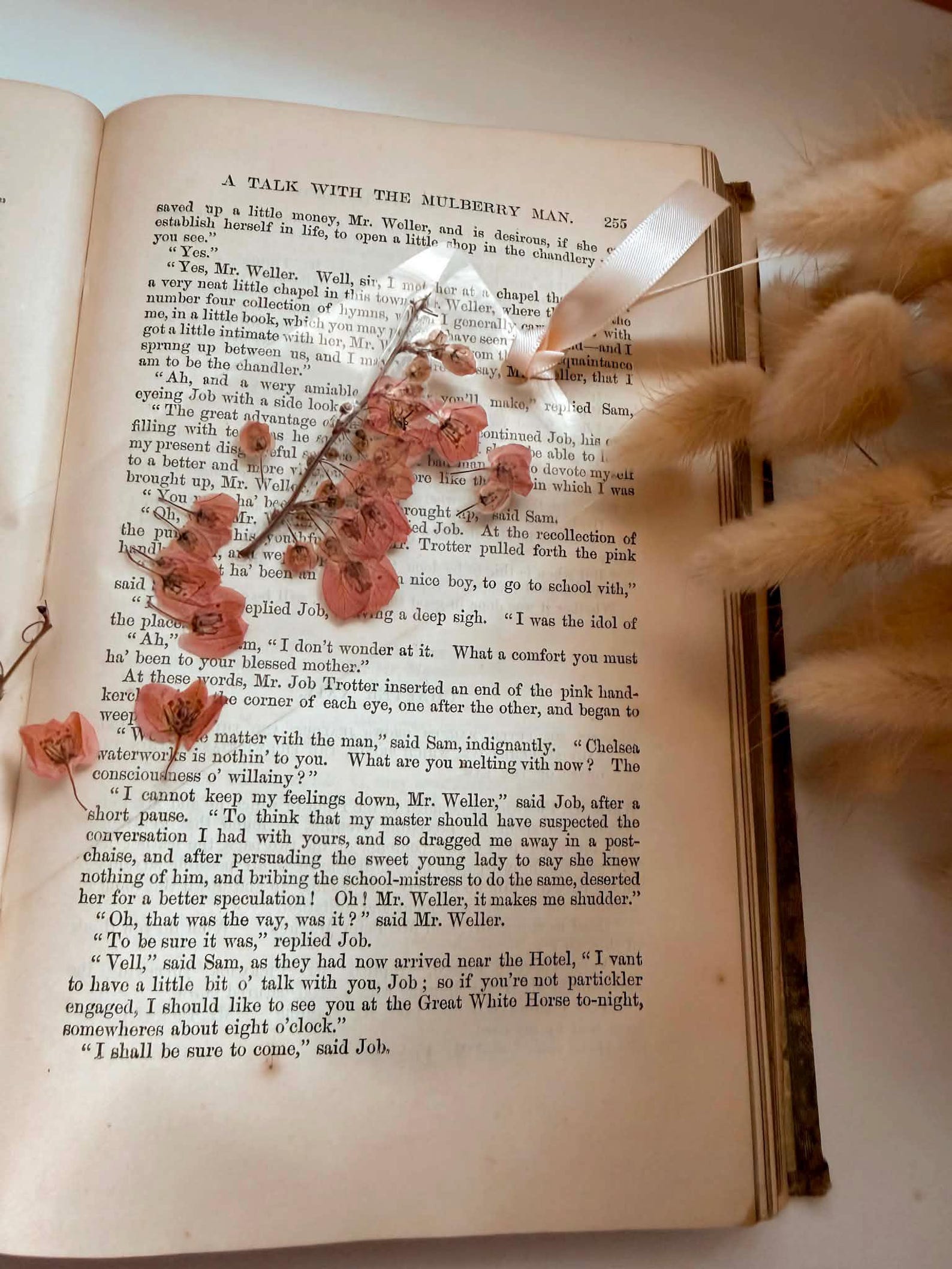 Pressed Flower Bookmark | Real Coral Vine Flowers, Satin Ribbon Detail ...