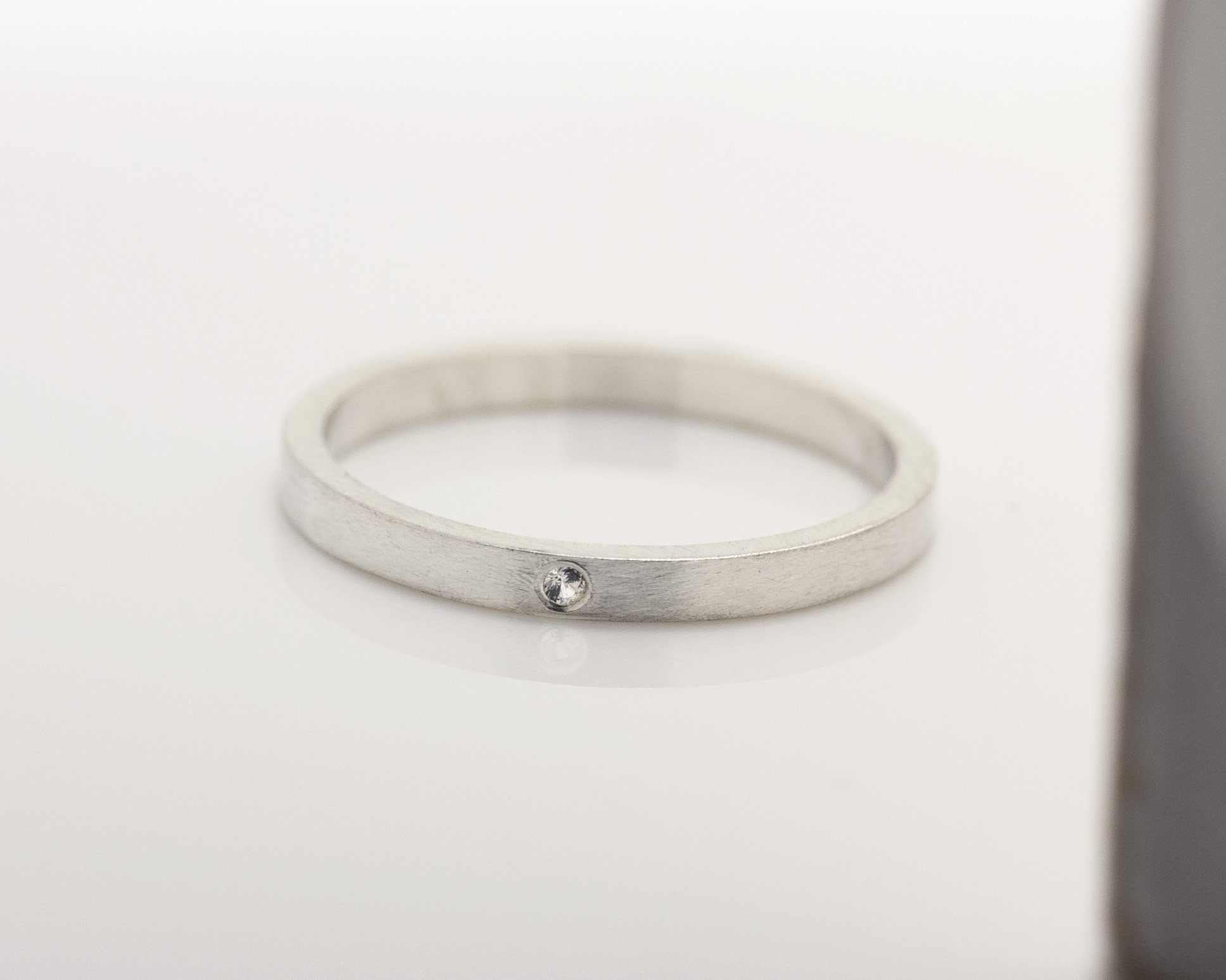 Sterling Silver Minimalist Flush Set White Sapphire Ring - Etsy