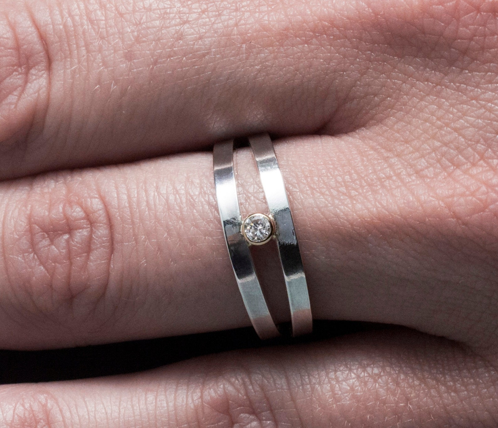 Sterling Silver Double Orbit Ring With Conflict-free Diamond - Etsy