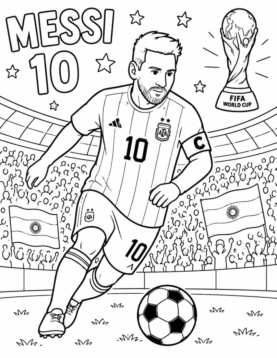 Messi Coloring Page, World Cup Coloring Page - Etsy UK