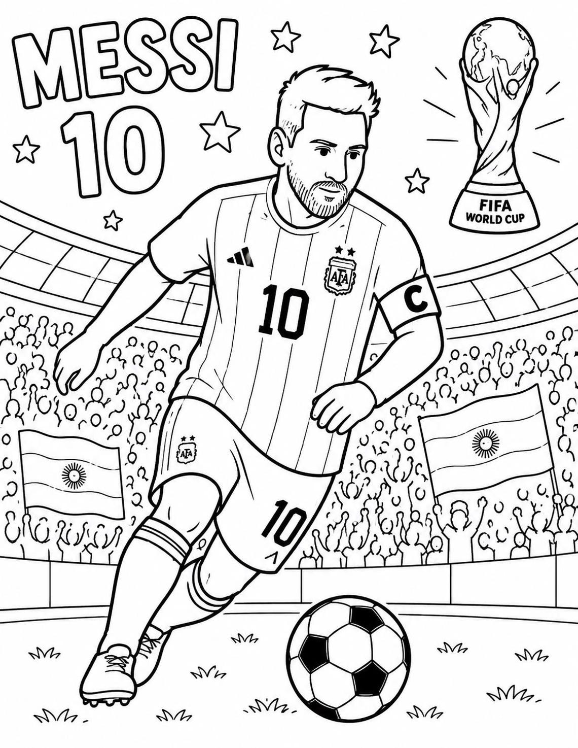 Messi Coloring Page, World Cup Coloring Page - Etsy UK