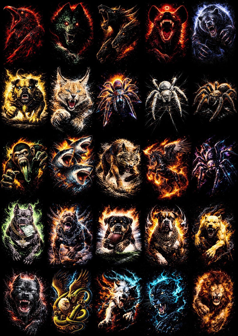 Animals +120 Halftone DTF A2 A3 A4, PNG Without Background - Etsy New ...