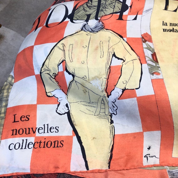 Vintage Magazine Print Scarf Featuring VOGUE BAZAAR A… - Gem