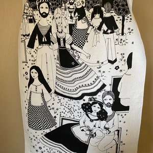 Vintage Sally Gregory Hesper for Kaleidoscope Black and White Tea Towel ...