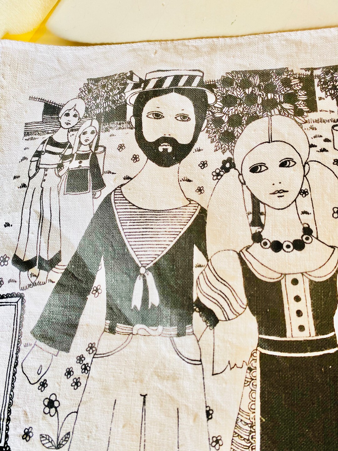 Vintage Sally Gregory Hesper for Kaleidoscope Black and White Tea Towel ...