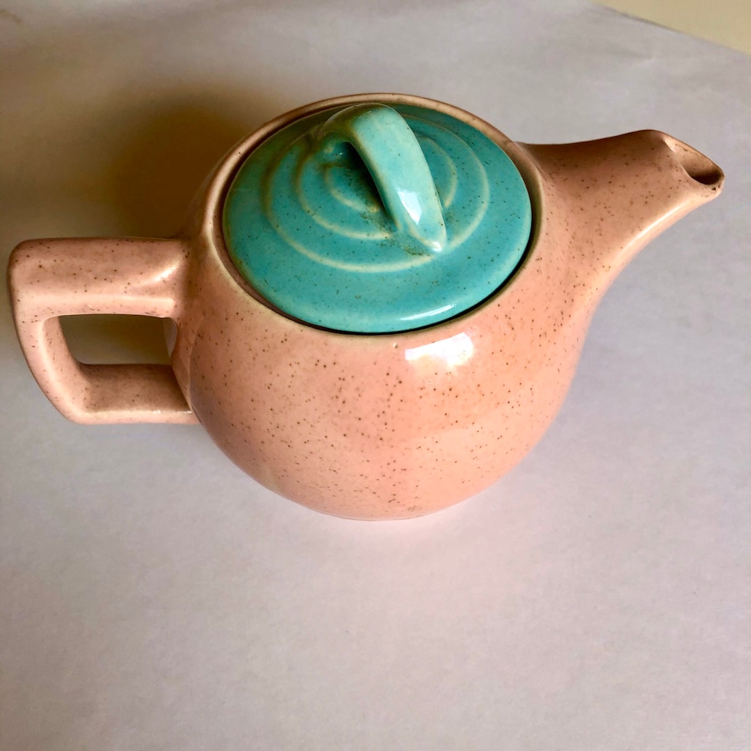 MCCOY Signed Art Pottery USA Pink and Blue Mini Ceramic Teapot ...