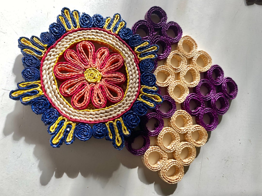 PAIR of Vintage Raffia Straw Kitchen Pot Holders or Trivets - Etsy