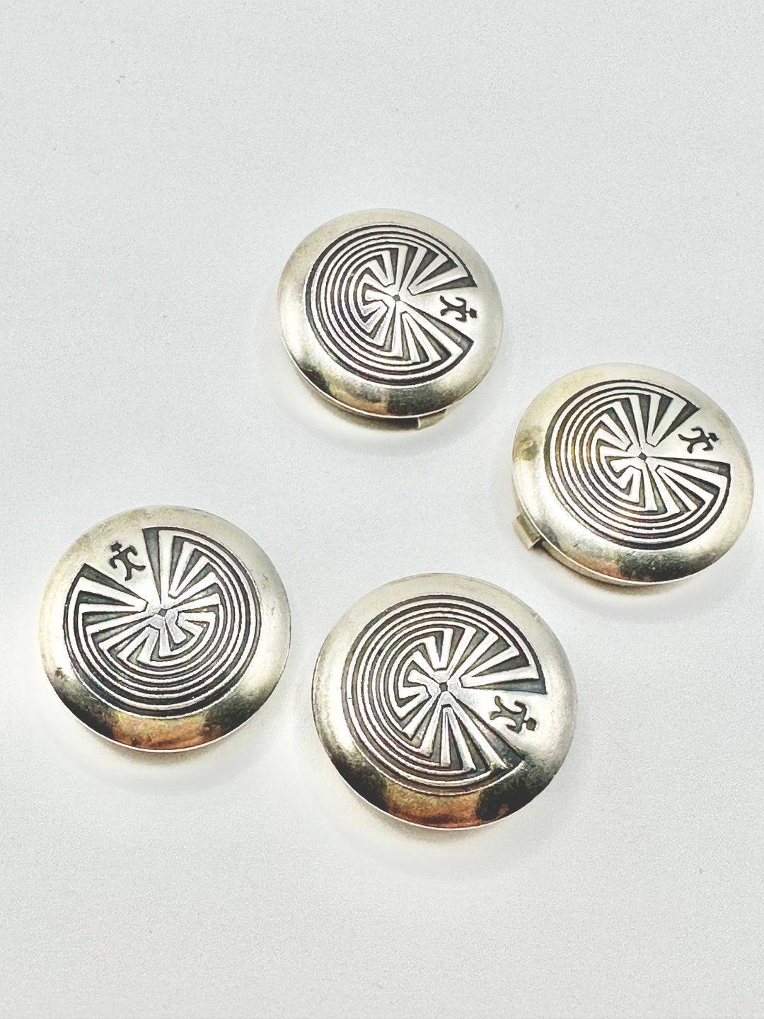 Hopi Sterling Silver Button Covers - Vintage “man in the Maize ...