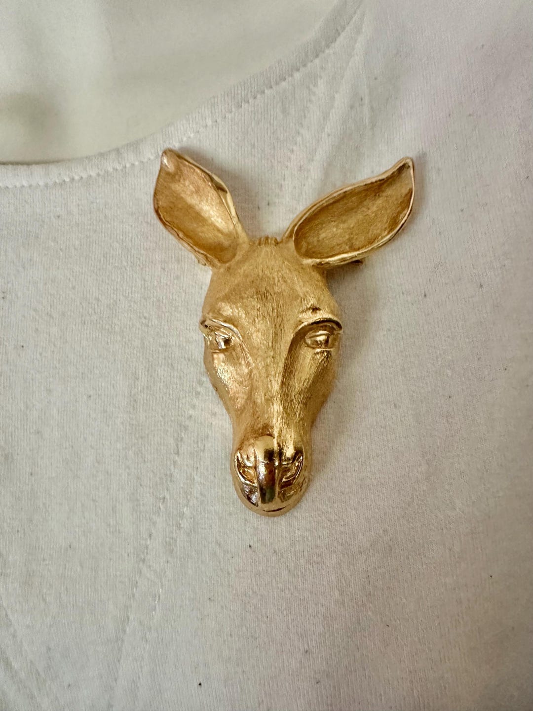 Signed NAPIER 1990s Gold Metal Donkey Head Brooch Political Democrat ...