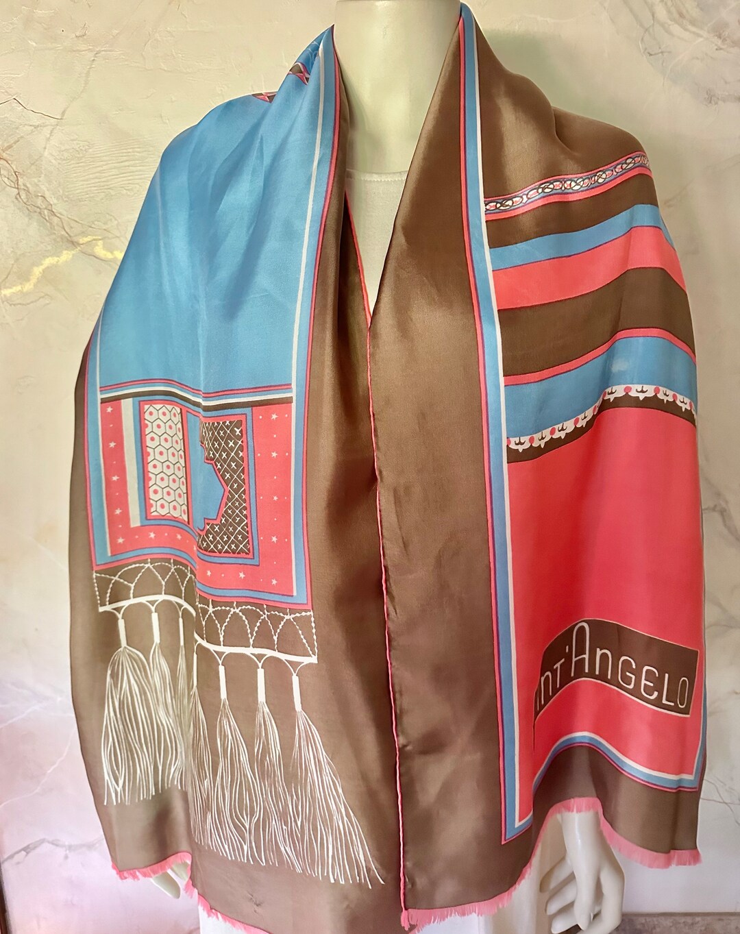 Vintage SANT ANGELO Oblong Silk Scarf by Sally Gee Made in Japan - Etsy