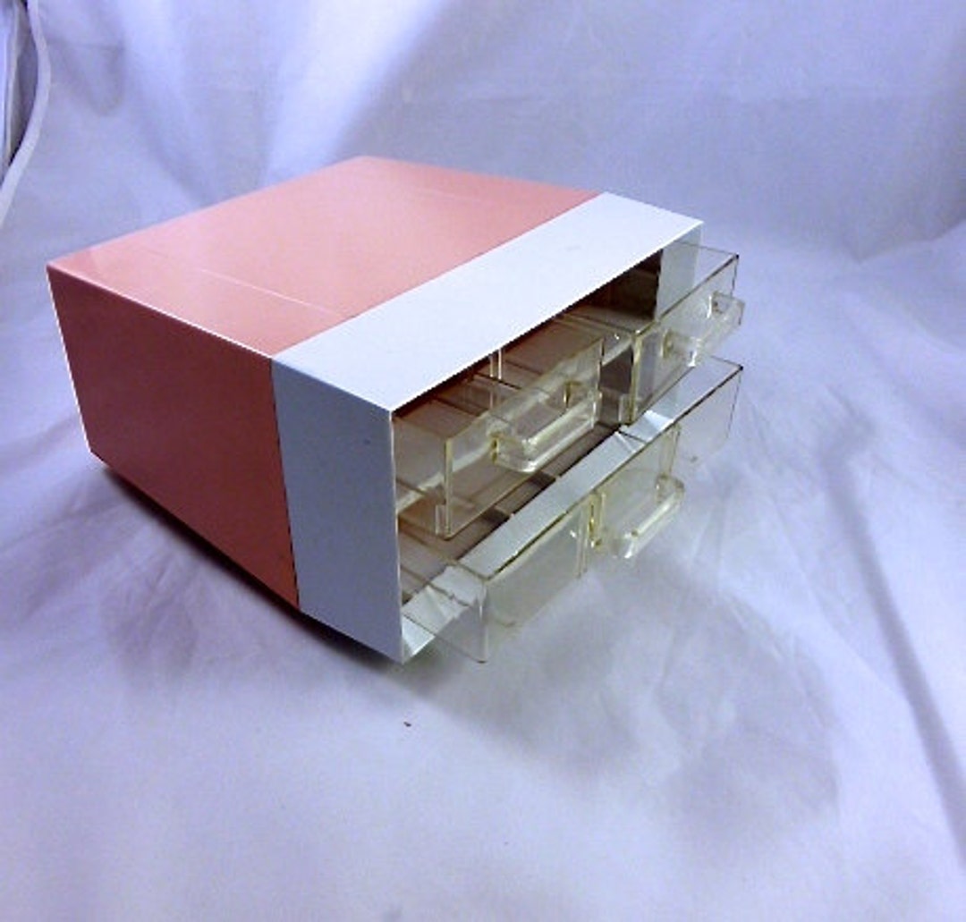 Unique Pink and White Plastic Desk Organizer With Drawers 6.5 - Etsy