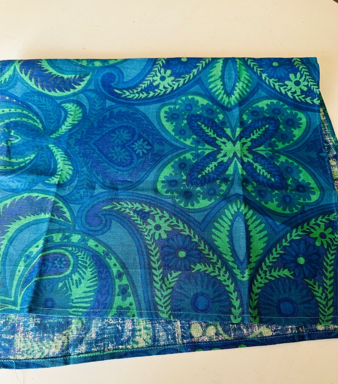 HTF unsigned Vera Neumann Linen Tea or Kitchen Towel With Paisley ...