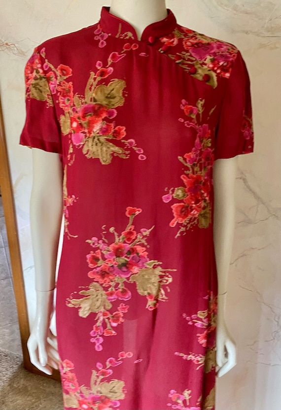 Vintage CAROLE LITTLE Designer Dress With Asian Chino… - Gem
