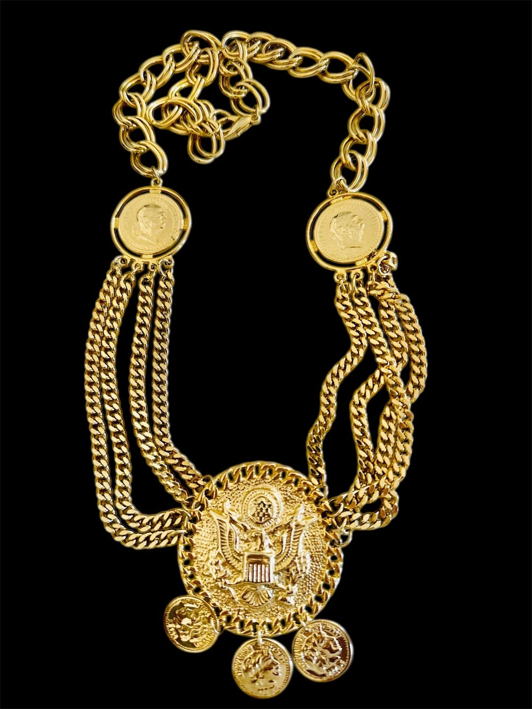 Vintage Ben Amun US Designer Gold Swag Necklace With Coin Stations - Etsy