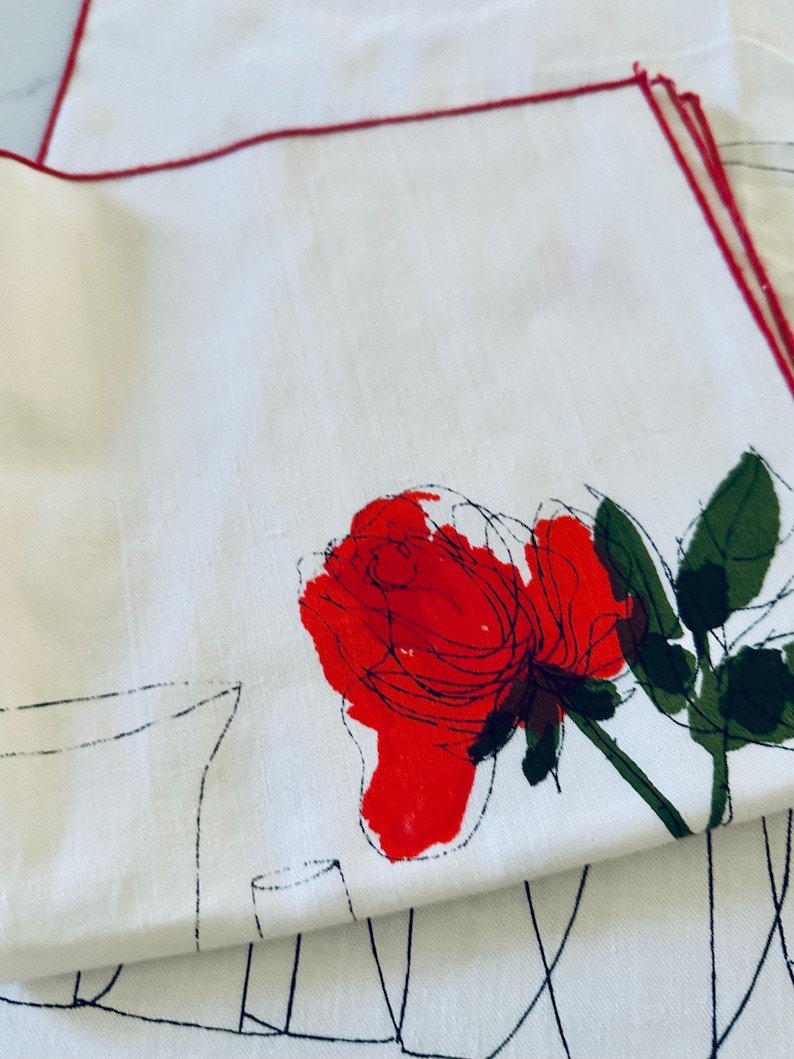 3 Vintage 1960s Vera Neumann Ladybug Logo Long Stemmed Red Rose Napkins ...