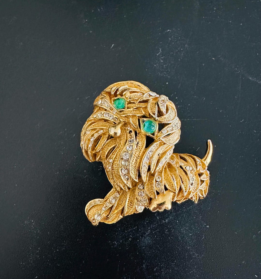 Vintage CINER Gold Rhinestone Puppy Dog Pekingese Pin or Brooch - Etsy