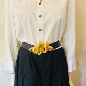 1980s Flashy Belt - Vintage DOREEN RYAN Coiled Gold Snake Gold Belt ...