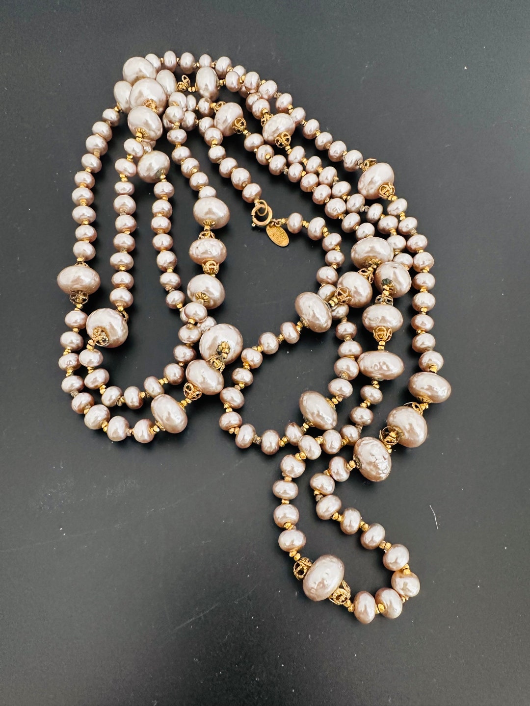 Vintage Miriam Haskell 68" Classic Imitation Pearl Opera Length ...