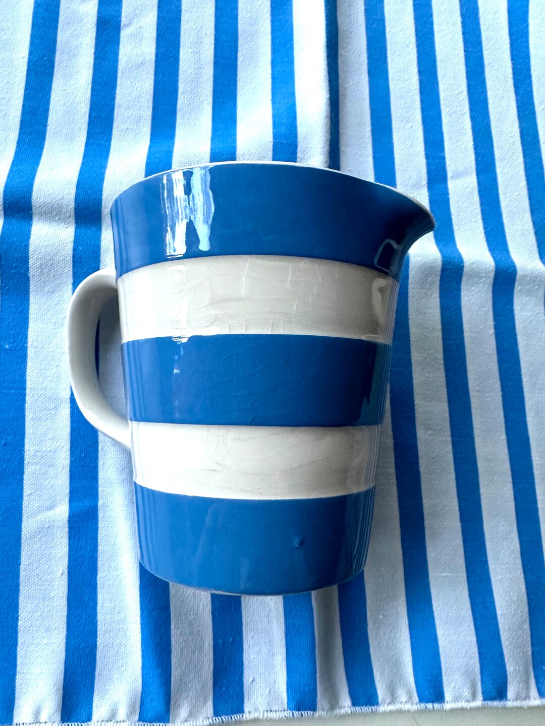 Vintage Blue and White Striped Measuring Cup Cups, Milliliters, Pints ...