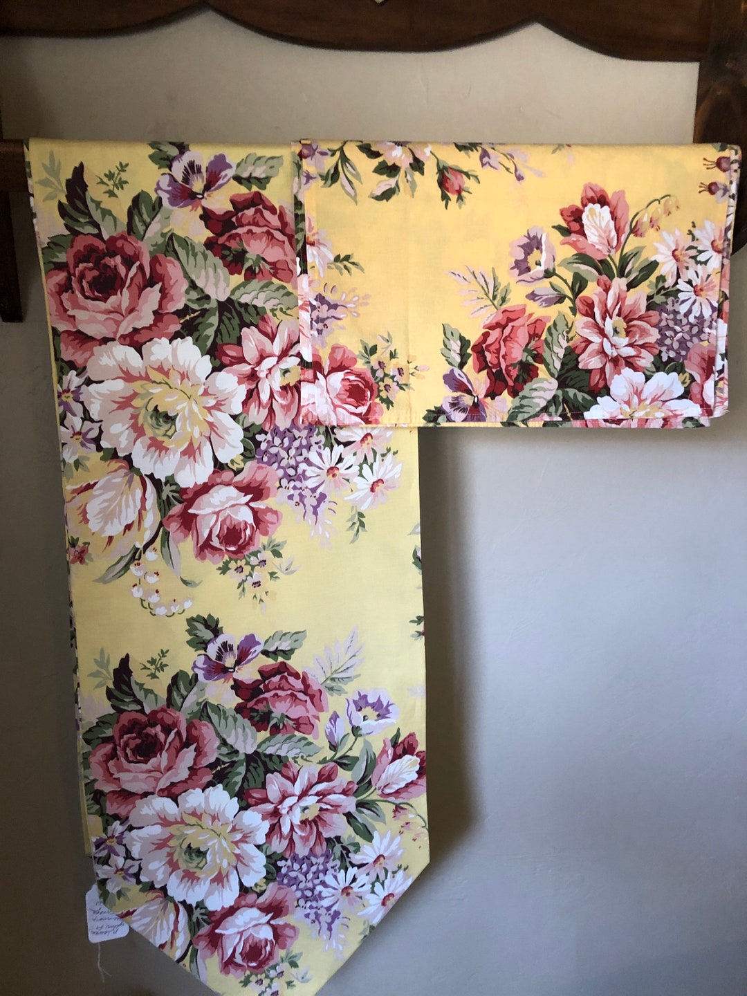 Vintage Ralph Lauren Table Runner, Brooke Sophie Yellow Floral Cotton ...