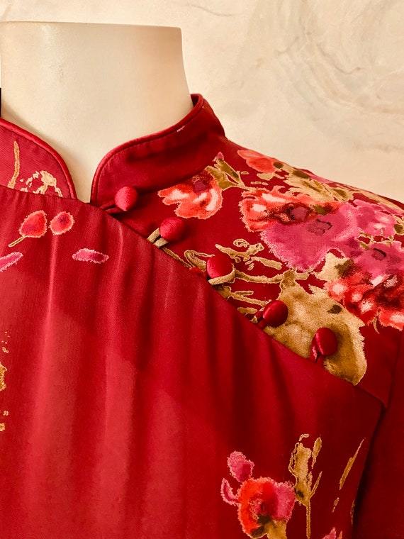 Vintage CAROLE LITTLE Designer Dress With Asian Chino… - Gem