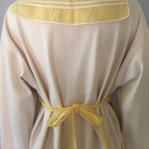 Vintage Yellow Long Bib Apron With Collar and Embroidered Flowers - Etsy