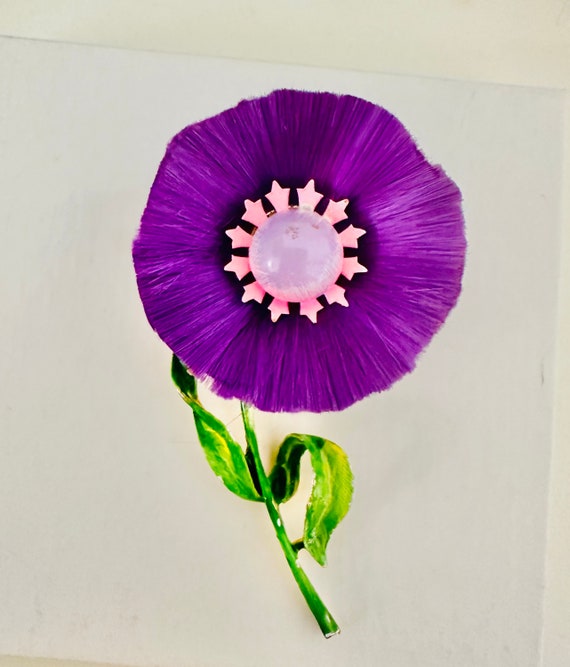 Rare HATTIE CARNEGIE US Made Purple and Dynel Flower … - Gem Rare HATTIE CARNEGIE US Made Purple and Dynel Flower … - Gem