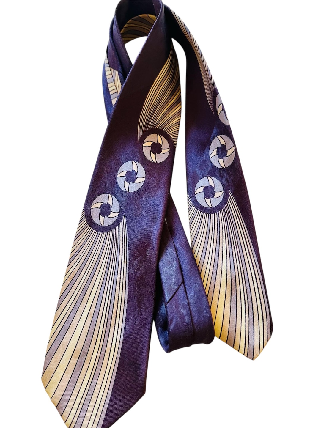 Vintage Necktie 1950s Style Purple Silk Jacquard, Classic Mid Century ...
