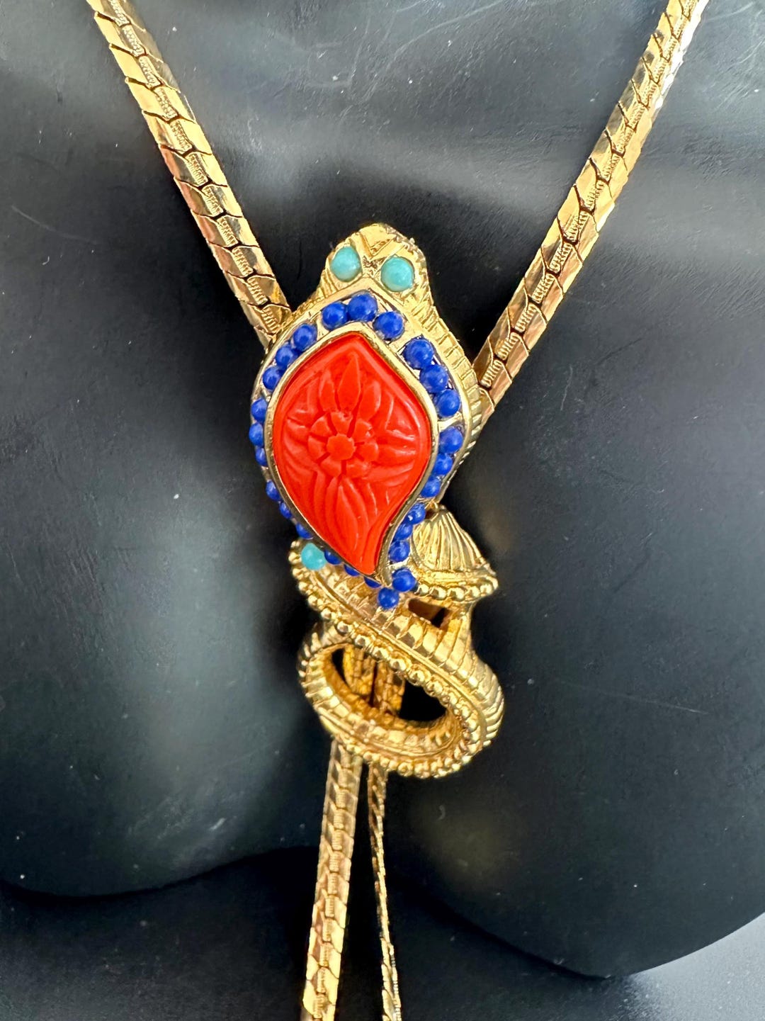 Vintage Snake Lariat Bolo Necklace With Snake Attributed to Hattie ...