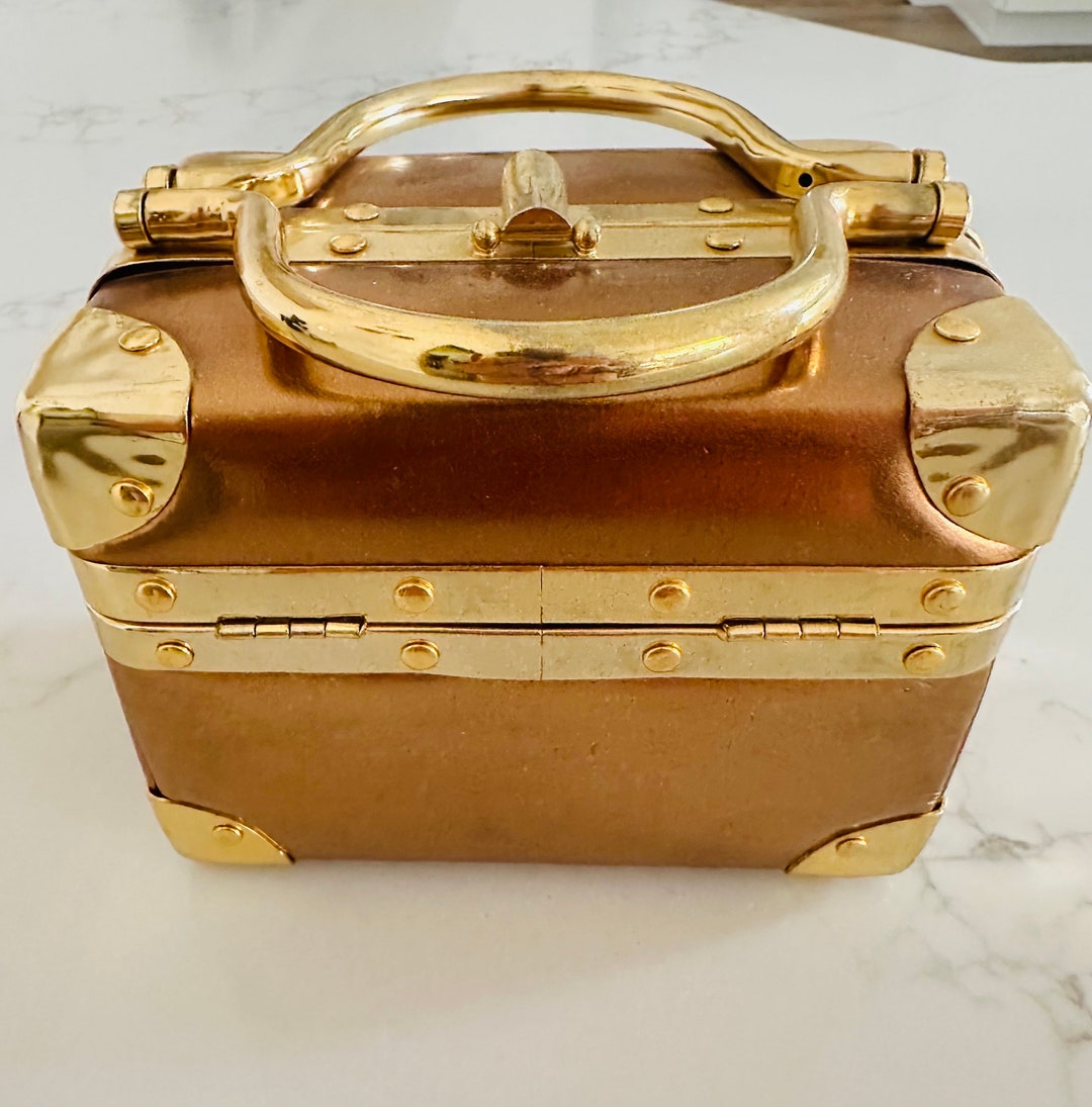 Vintage LA REGALE Metallic Copper Train Case Box Purse - Etsy