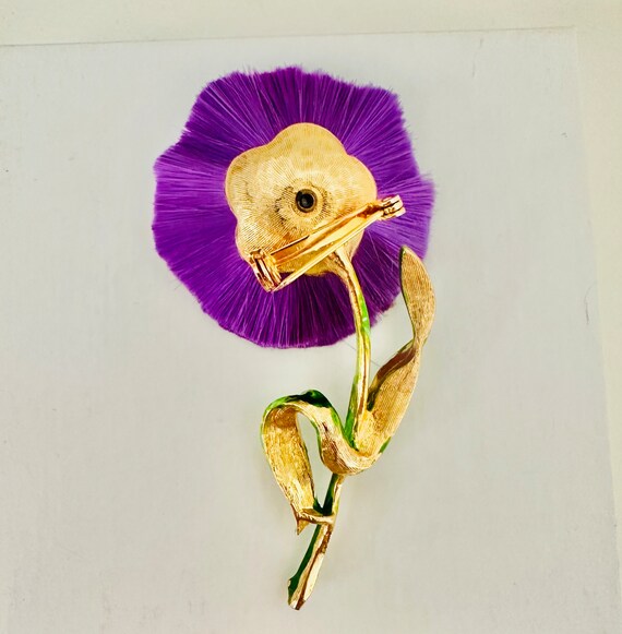 Rare HATTIE CARNEGIE US Made Purple and Dynel Flower … - Gem Rare HATTIE CARNEGIE US Made Purple and Dynel Flower … - Gem