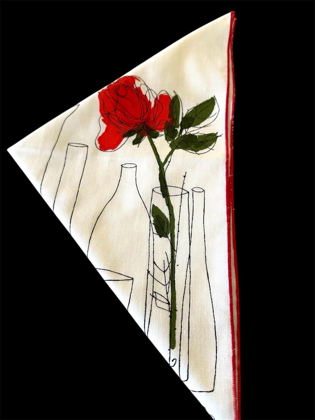 3 Vintage 1960s Vera Neumann Ladybug Logo Long Stemmed Red Rose Napkins ...