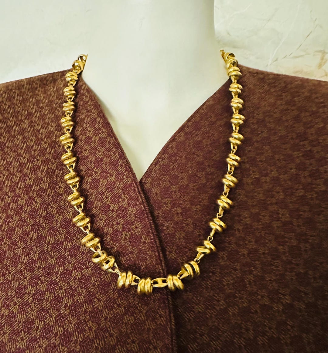 Vintage Givenchy Necklace Goldtone Metal GG Logo Hallmark, 1980s French ...