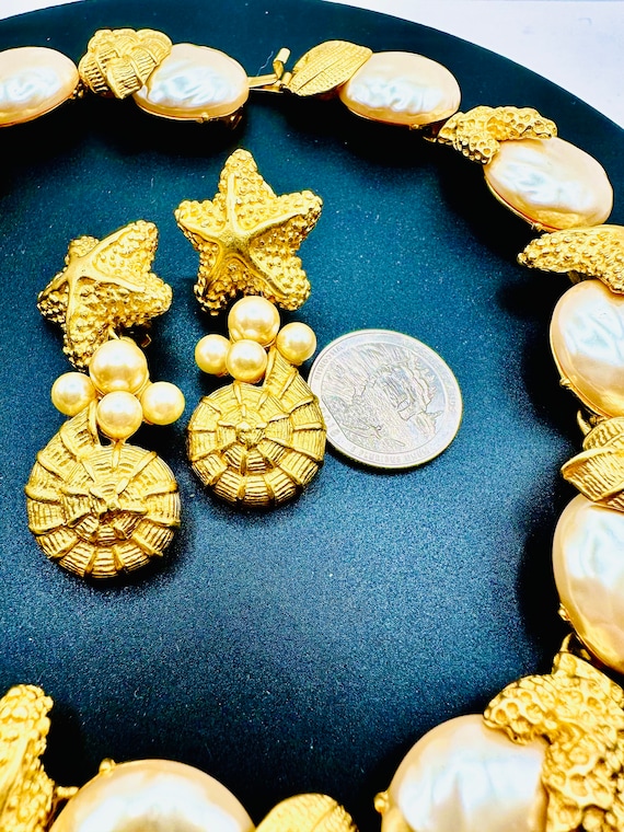 Vintage RICHELIEU Jewelry Set With Gold Seashells and… - Gem