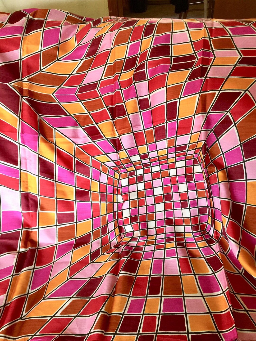 Modernist Fabric 2 Yards Plus—1970s Retro Fuchsia Silk Blend for Blouse ...