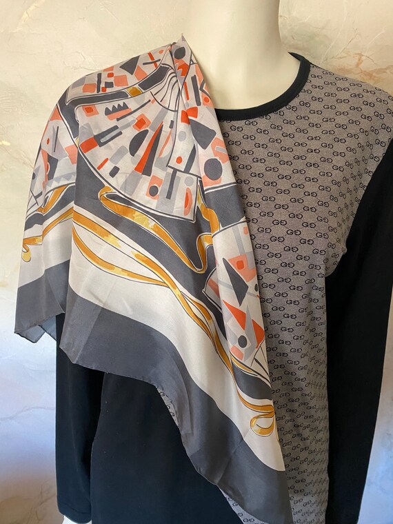 Vintage Karl LAGERFELD Silk Scarf With Asian Fans (32… - Gem