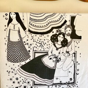 Vintage Sally Gregory Hesper for Kaleidoscope Black and White Tea Towel ...