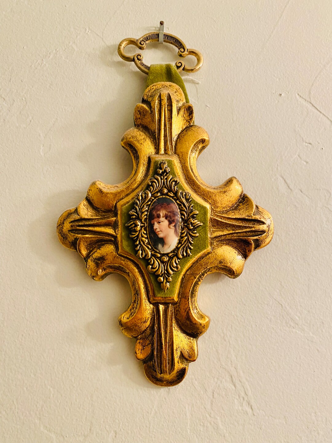 JARU California Gold Cross Religious Wall Hanging “hollywood Regency ...