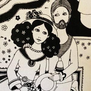 Vintage Sally Gregory Hesper for Kaleidoscope Black and White Tea Towel ...