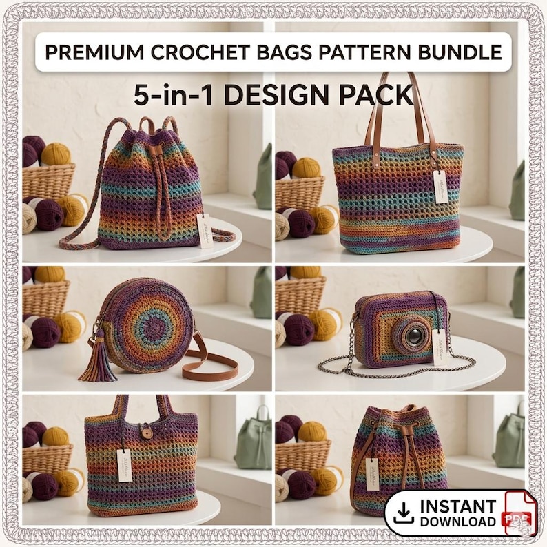100-in-1 Crochet Bag Pattern Bundle - DIY Crochet Purse & Tote ...
