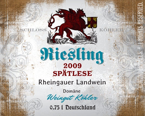 Etiqueta de vino German Riesling White Crest Spaetlese Large | Etsy España